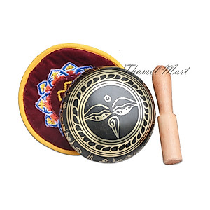 Meditation Om Mani Padme Hum Peace Wooden Striker & Cushion