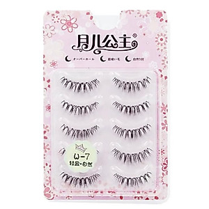 LASGOOS Fake Eyelashes Natural Look False Eye Lashes Daily Strip Cross Clear Band 5-7mm Cross Cute Lashes Invisible band Lash for Wedding Daily Work Eye Makeup 5 Pairs W7