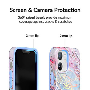 Velvet Caviar Compatible with iPhone 11 Case Marble for Women & Girls - Cute Protective Phone Cases (Pink Iridescent Holographic Blue)