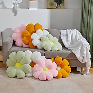 Ailive 17.7In Cute White Daisy Flower Shaped Kids Throw Pillow Flower Throw Pillow Floor Pillow Cushion Sunflower Pillow Decorative Pillow for Kids Teens Tweens Girls.