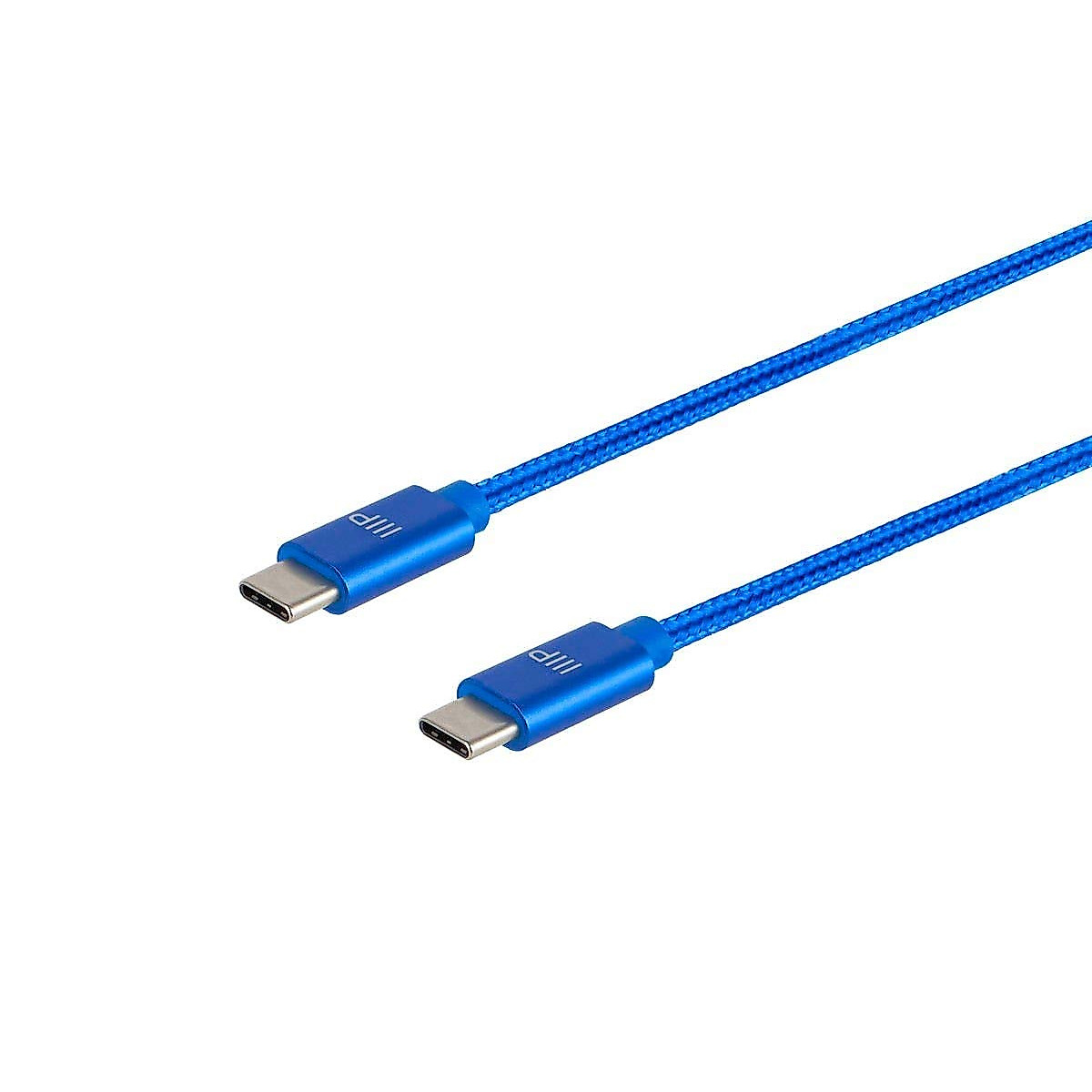Monoprice USB 2.0 Type-C to Type-C Charge and Sync Nylon-Braid Cable - 3 Feet - Blue, Fast Charging, Aluminum Connectors, Stay Synced - Palette Series