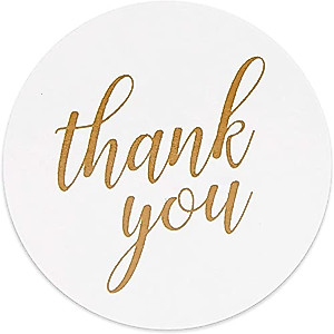 250-Pack 4x6-Inch Clear Cellophane Cookie Bags with Gold Foil Polka Dots and 1.5-Inch White Round "Thank You" Stickers with Gold Foil Cursive Font, Plastic Treat Bags with Sealable Flap