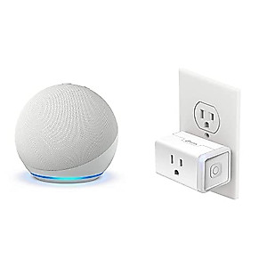 Echo Dot (5th Gen) | Glacier White with Kasa Smart Plug Mini