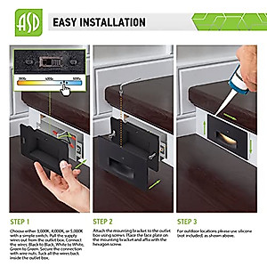 ASD LED Step Light Fixture | Recessed Stair Wall Lighting | 3W 120V 115LM 3000K/4000K/5000K Switch 50000+ Hour Lifespan | Dusk to Dawn Photocell, Outdoor Use, Waterproof, ETL | Black