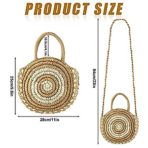 Straw Beach Bag, Stylish Beach Tote Bag Woven Straw Bag Vintage Zipper Straw Tote with Large Capacity, Zipper Beach Tote Handbag Shoulder Bag for Women Summer Beach Pool Party