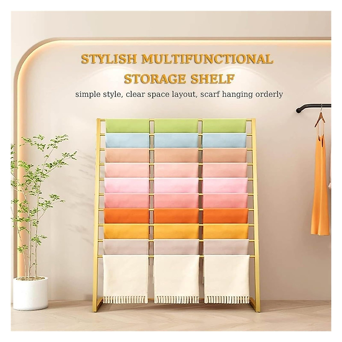 Clothes Rail Garment Rack Freestanding Metal Scarf Display Rack, 10 Tier Removable Portable Garment Rack Hanger Commercial Clothing Organizer For Shawl Hijab Silk Pants Clothing Space Saving ( Color :