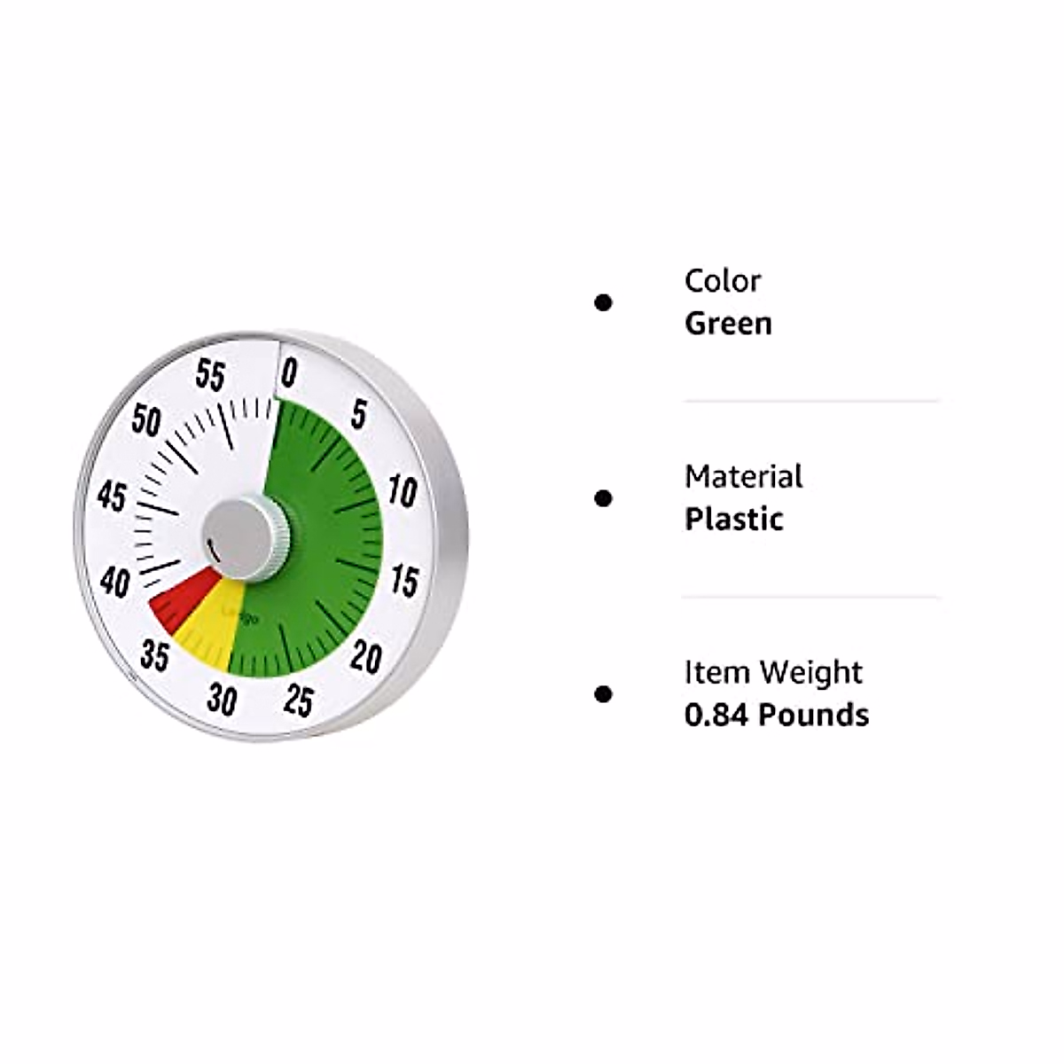 Lavigo Kitchen Timer, Countdown Visual Analog Timer, Quiet Counting, Low Loud and Mute Alarm for Teachers Classroom, Kids, Adults Kitchen, Office, Gym (Green) LT21-TC 7.5 inches