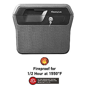 SentrySafe Fireproof and Waterproof Safe Box with Key Lock, File Safe with Carrying Handle for Documents, 0.66 Cubic Feet, 14.1 x 16.6 x 13.8 Inches, FHW40100