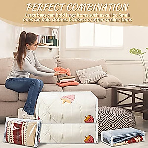 12 Pcs Clear Plastic Zippered Storage Bags Sweater Storage Bags with Zipper Vinyl Clothes comforter Sheet Storage Bag for Closet Blanket Clothing Bedding, 2 Sizes, 24 x 20 x 11 Inch, 15 x 11 x 4 Inch