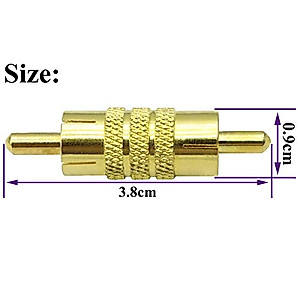 AAOTOKK RCA Coupler Connector Gold Plated RCA Male to Male RCA Adapter Extension AV/TV Audio Video Cable Metal Connector (5 Pack)