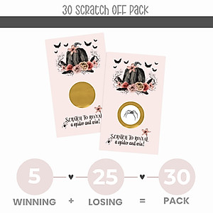 Gothic Pumpkin Scratch Off Cards (30 Pack) Halloween Bridal Shower Games, Spooky Wedding Favors Little Boo Baby Shower Scratch Off Game Favors Pink and Black Raffle Prize Drawings