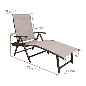 Kozyard 1 Pack Cozy Aluminum Reclining Lounge Chair - Perfect for Beach, Yard, Pool, Deck, and Patio - Outdoor Chaise Lounge with Drink Holder, Weather Free, Adjustable - Assemble-Free (Beige)