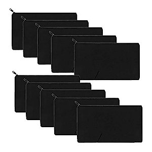 N*A Large Black Canvas Makeup Bag Multi-Purpose Cosmetics Bag with Zipper Cotton Canvas Travel Toiletry Pouch Pen Coin Bag DIY Craft Bag - 10 Pack