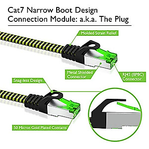 GearIT Cat 7 Ethernet Cable (100ft, 5-Pack) High Speed Nylon Braided Flat Internet Computer Patch Cord - Compatible Cat7/Cat6/Cat5e RJ45 LAN Router, Modem, Switch, Gaming - 100 feet