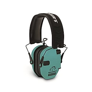 Walkers Razor Slim Electronic Shooting Range Earmuffs (Teal) Bundle with Glasses Kit (2 Items)