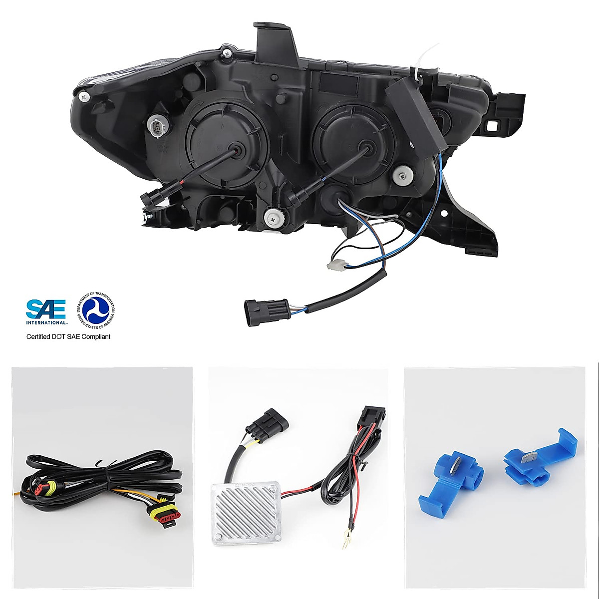 AKKON - [Full LED] For 2016-2023 Toyota Tacoma SR/SR5 LED Sequential Retrofit Projector Black Headlights Assemblies