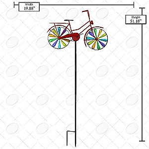 Red Carpet Studios 34479 Garden Wheels Spinner Stake, Rainbow Bike, 51 x 20 x 5 Inch