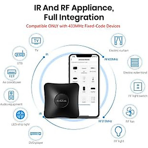 Broadlink RM4 pro Smart IR/RF Remote Control Hub with Sensor Cable-WiFi IR/RF Blaster for Smart Home Automation, TV, Curtain, Shades Remote, Works with Alexa, Google Assistant, IFTTT (RM4 pro S)
