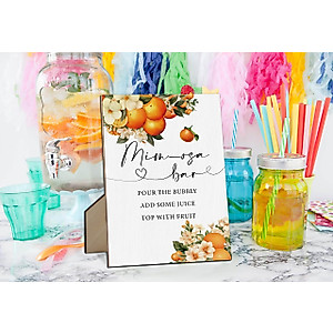 Mim-osa Bar Baby Shower Sign, Orange Citrus Gender Neutral Tabletop Sign With Stand, Wooden Game Sign for Baby Shower, Birthday, Bridal Shower, Wedding Party Favors Supplies-MQ427