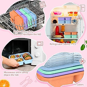 XGXN Bento Lunch Box Set - 4 Meal Prep Containers for Kids & Adults, Thickened and Easy-to-clean Lunch Box Containers, Stackable, Microwave Safe, BPA-Free (Wheat(Purple/Green/Blue/Orange))