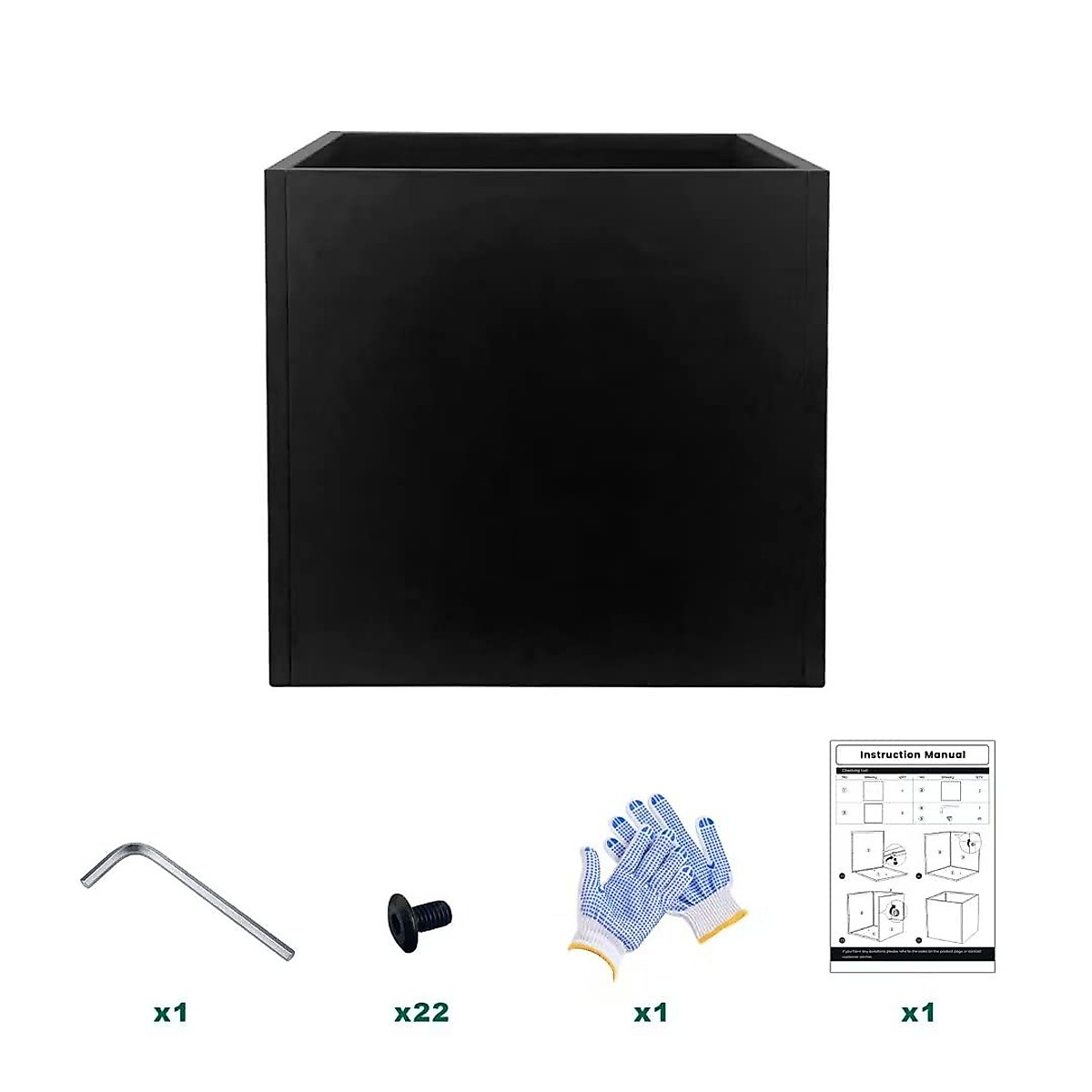 Galvanized Steel Planter Box Black Metal Planter Large Square Indoor Outdoor Planters Cube Steel Heavy Duty Flower Pot 20Inch Powder Coating Modern Commercial Residential for Patio, Deck, Yard, Garden