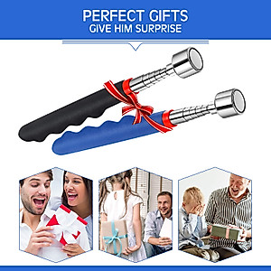 Telescoping Magnetic Pickup Tool 20 Lbs Magnet Extension Tool Telescoping Magnet 30 Inch Extendable Magnet Stick Gadget for Men Suitable for Birthday Father's Day Christmas (Blue and Black,2 Pieces)