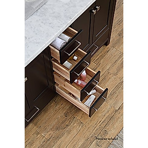 ARIEL Cambridge A061DCWRVOESP 61" Inch Double Sink Bathroom Vanity Cabinet in Espresso with Carrara White Marble Countertop Rectangular Sinks