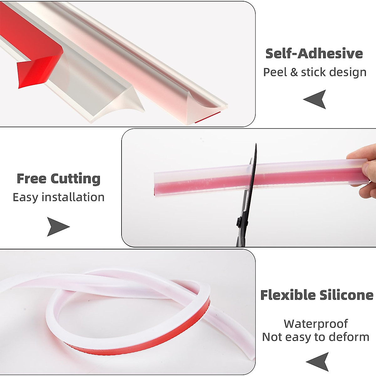 39 Inch Collapsible Shower Threshold Water Dam Barrier,Self Adhesive Silicone Shower Water Bathtub Splash Guard Bathroom Kitchen Water Stopper Blocker for Dry and Wet Separation Seal Strip Edge Trim