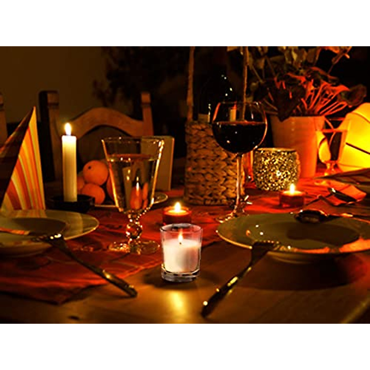 Hosley 48 Pack Ivory Unscented Clear Glass Filled Votive Candles. Hand Poured Wax Candle Ideal Gifts for Aromatherapy Spa Weddings Birthdays Holidays Party (Warm White)