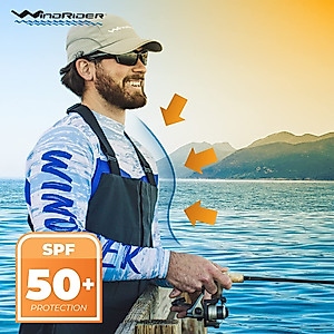 UPF50+ Long Sleeve Fishing Shirts for Men - Vented Sides, Light Weight, Wicking