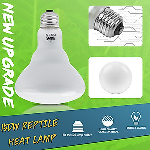 LUCKY HERP Heat Lamp Bulbs - 150W Reptile Heat Lamp 1 Pack, Daylight Basking Heat Lamp Bulbs for Reptile, UVA Heat Light Bulb for Reptiles, Amphibians, Bearded Dragons, Lizards, Turtles, Chickens