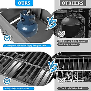 Unovivy 4-Burner Propane Gas BBQ Grill with Side Burner & Porcelain-Enameled Cast Iron Grates Built-in Thermometer, 47,000 BTU Outdoor Cooking, Patio, Garden Barbecue Grill, Black and Silver
