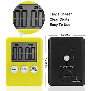 Kitchen Timer 4 PCS,Digital Magnetic Timers,4 Color Countdown Timer Classroom Stop Watches Alarm Clock for Teeth Kids Teachers Cooking Study Shower Desk Classroom Kitchen Home Gym