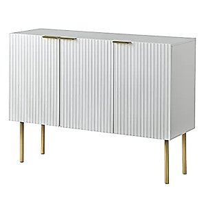 Target Marketing Systems Tacoma Mid Century Modern 3 Door Sideboard Cabinet, White