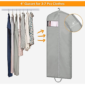 MISSLO 65" Long Garment Bags for Travel Dress Bags Wedding Dress Cover Waterproof Clothing Bags Storage Traveling Clothes Protector for Closet Wardrobe Bags 2 Packs for Gowns, Tuxedos, Coats, Gray