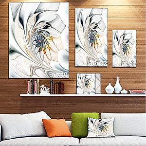 Designart, Modern Canvas Art Wall Decor, White Stained Glass - White Wall Art For Living Room, Floral Wall Art Bedroom, Dining Room Wall Decor, White Wall Art