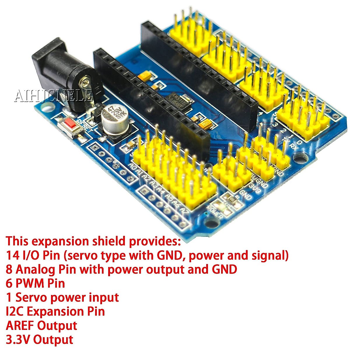 AIHJCNELE 2pcs Nano I/O Expansion Board Extension Shield for Nano V3.0 UNO R3 R1 Pro Duemilanove Nano I O Sensor Shield Module Nano UNO Multipurpose Expansion PCB with Dupont Cable Wire Kits