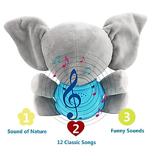 CGNiONE Plush Elephant Music Baby Toys, Newborn Baby Toys for Baby 0 3 6 9 12 Month, Cute Stuffed Aminal Light Up Baby Musical Toys for Infant Babies Boys & Girls Toddlers 0 to 36 Months