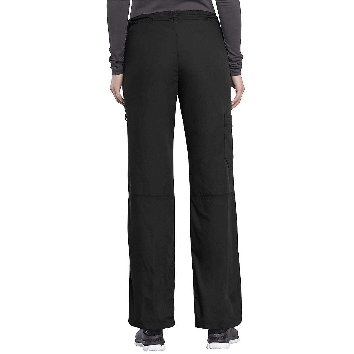 Cherokee Women's Low Rise Drawstring Cargo Scrub Pant, Black, Medium