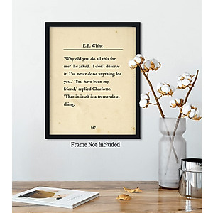 Govivo Excerpt from Charlotte's Web by E.B. White - Typography Wall Decor Art Print on a beige background - 11x14 unframed artwork printed on photograph paper