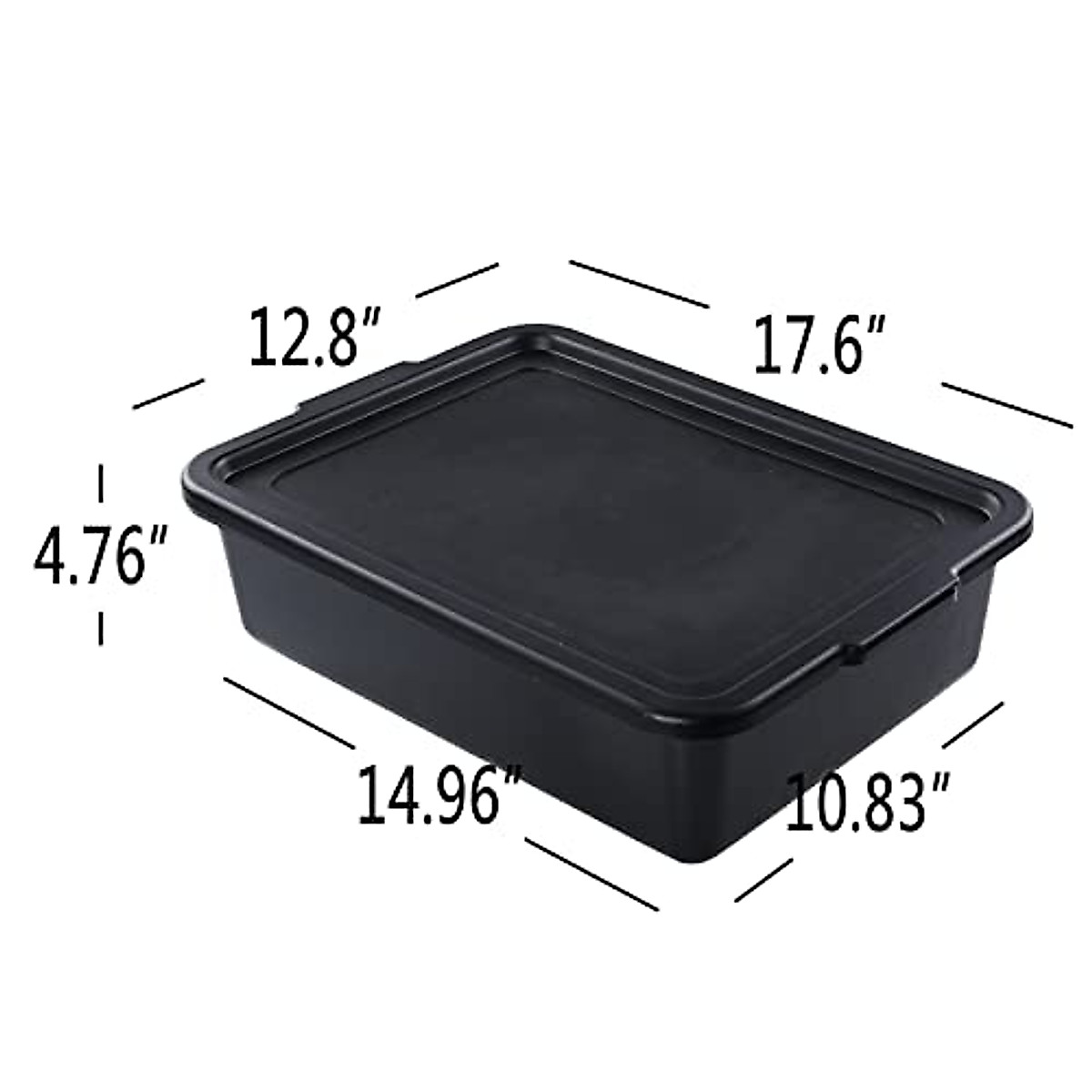 Ucake 3-Pack Plastic Bus Box with Lid, Commercial Bus Tubs, 13 L, Black