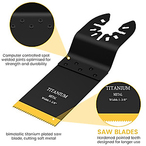 JTWEB 12PCS Titanium Oscillating Saw Blades, Multitool Blades for Cutting Hard Material, Metal Nails Wood and Plastic, Oscillating Tool Blades fit Dewalt Rockwell Milwaukee Makita Bosch