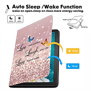 stmedazm Case for Samsung Galaxy Tab A8 10.5 Inch 2022 Tablet [SM-X200/X205/X207], Slim PU Leather Case, Adjustable Stand with Auto Wake/Sleep - Glitter Quote Live Laugh Love