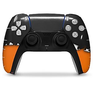 WraptorSkinz Skin Wrap compatible with Sony PS5 DualSense Controller Ripped Colors Black Orange (CONTROLLER NOT INCLUDED)