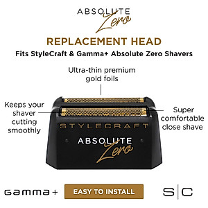 StyleCraft Replacement Gold Titanium Foil Shaver Head fits StyleCraft Absolute Zero Shaver, Black