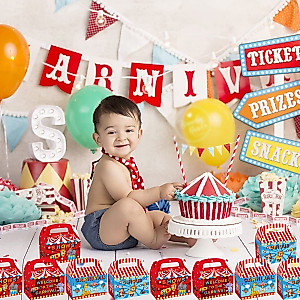 Cieovo 24 Pack Circus Carnival Party Cardboard Treat Box Circus Theme Party Favor Boxes Party Goody Bags Treat Boxes for Kids Birthday Baby Shower Carnival Carnival Party Decorations Supplies