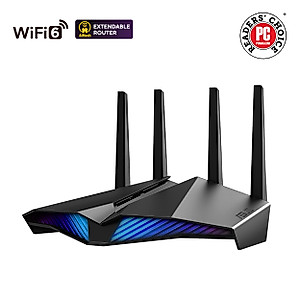 ASUS AX5400 WiFi 6 Gaming Router (RT-AX82U) - Dual Band Gigabit Wireless Internet Router, AURA RGB, Gaming & Streaming, AiMesh Compatible, Included Lifetime Internet Security