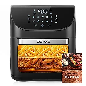 Air Fryer 12 QT 1700W Large Capacity Oilless Hot Air Fryers Oven Healthy Cooker with 10 Presets, Visible Cooking Window, LCD Touch Screen, 6 Dishwasher Safe Accessories Included Recipe