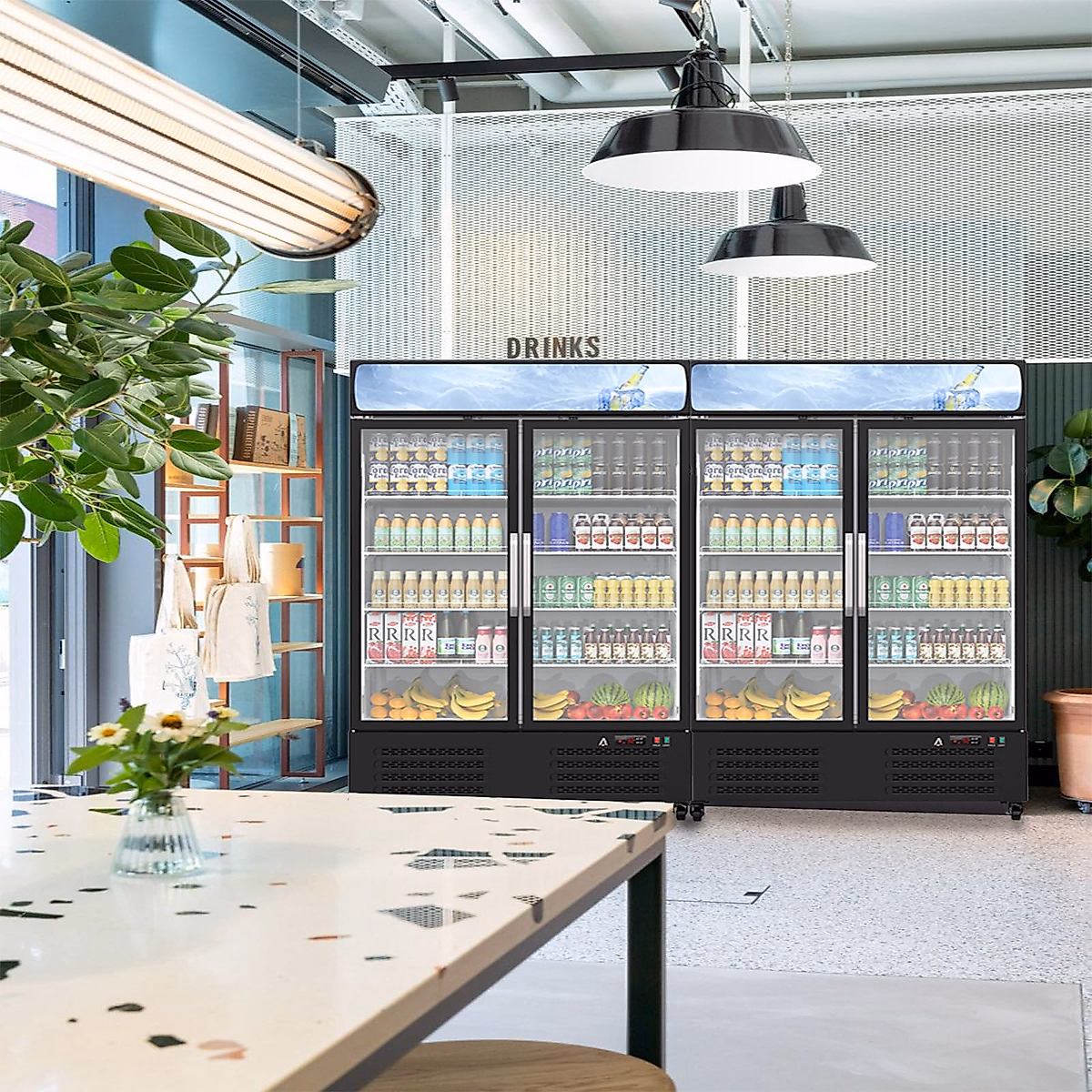 MERXENG Beverage Refrigerator, 36.3 Cu.ft Commercial Display Refrigerator Merchandise for Home Restaurant Grocery Stores, 2 Glass Door Merchandiser Refrigerator,Back Bar Beverage Cooler