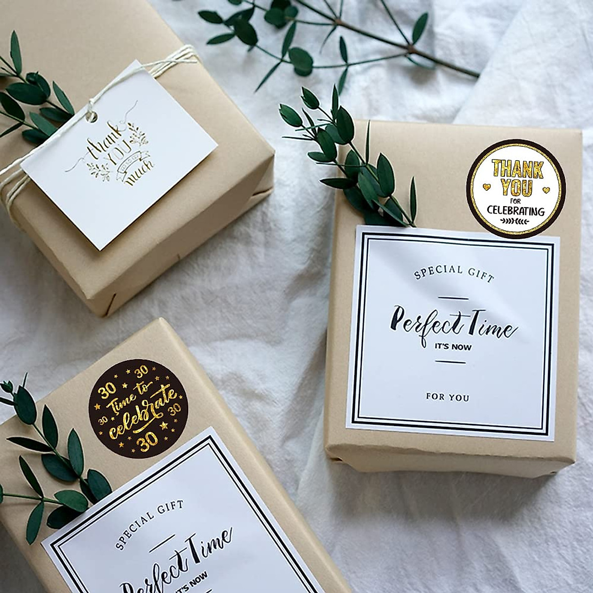 REWIDPARTY Gold 30th Birthday Stickers (500 per Roll, Round, Paper, Waterproof, 1.5'' Diameter) - Party Decorations, Anniversary, Classmate, Company Party Favors